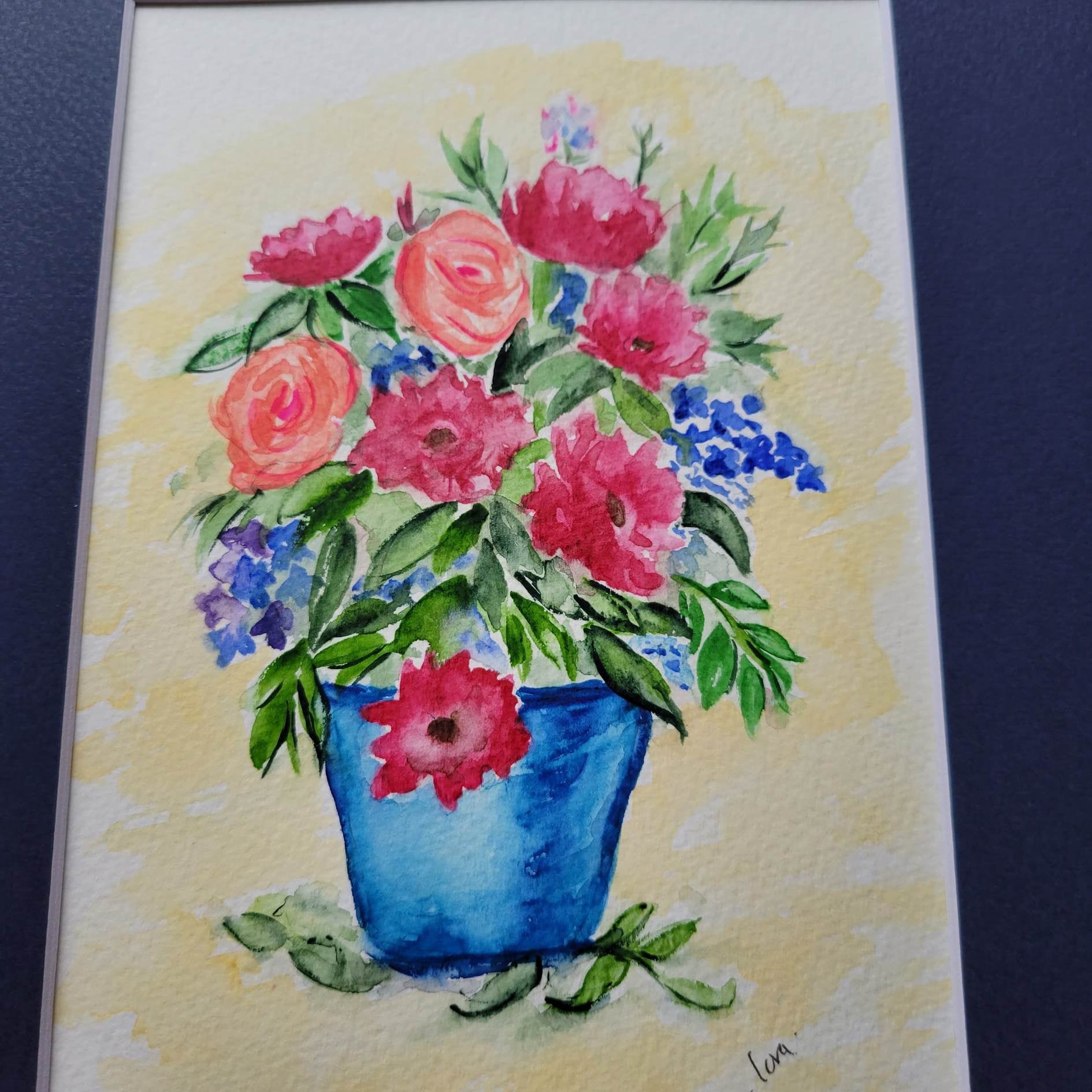Watercolor Painting Flower Pot